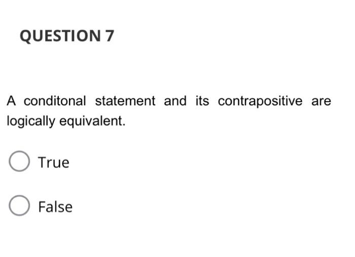 Solved A conditonal statement and its contrapositive are | Chegg.com