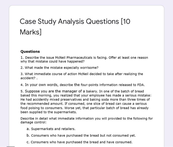 Solved Case Study Analysis Questions (10 Marks] Questions 1. | Chegg.com