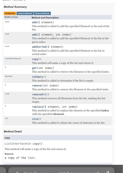 Solved 72 ListInterface.java *ArrayBasedlist.java X 78 if | Chegg.com