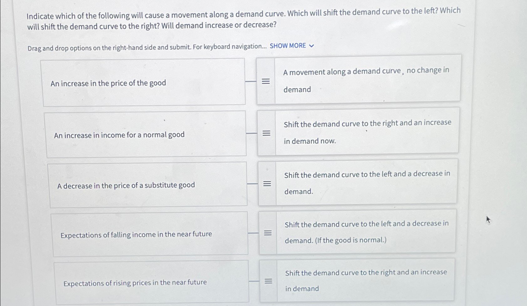 Solved Indicate which of the following will cause a movement | Chegg.com
