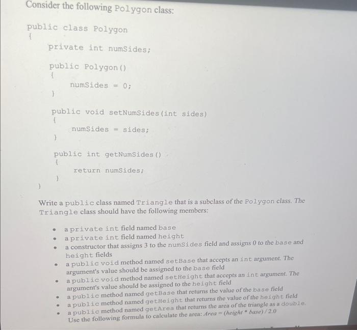 Solved Consider the following Polygon class: public class | Chegg.com