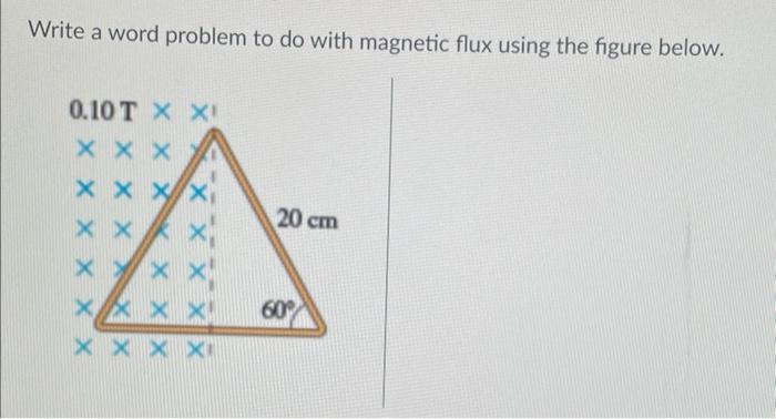 Solved Write a word problem to do with magnetic flux using | Chegg.com Solved Write a word problem to do with magnetic flux using | Chegg.com