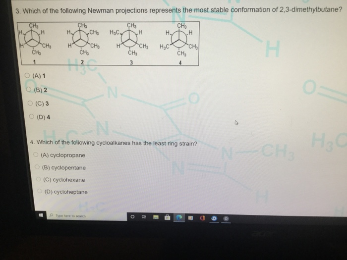 Solved 3. Which of the following Newman projections | Chegg.com
