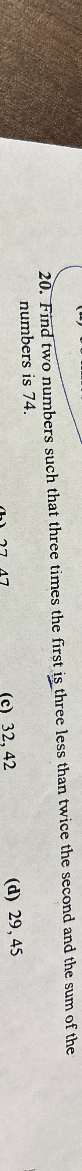 Solved Find two numbers such that three times the first is | Chegg.com