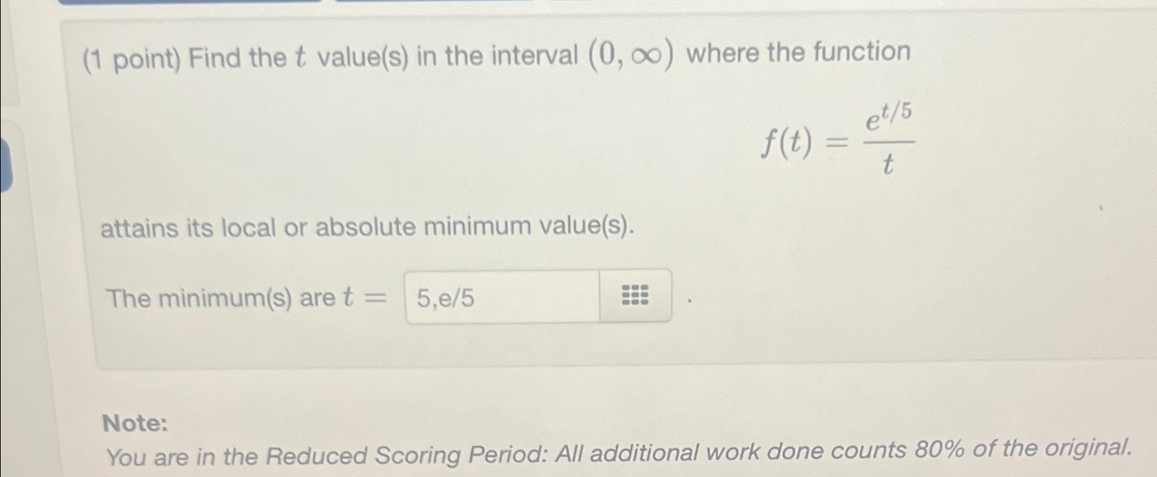 Solved (1 ﻿point) ﻿Find the t ﻿value(s) ﻿in the interval | Chegg.com