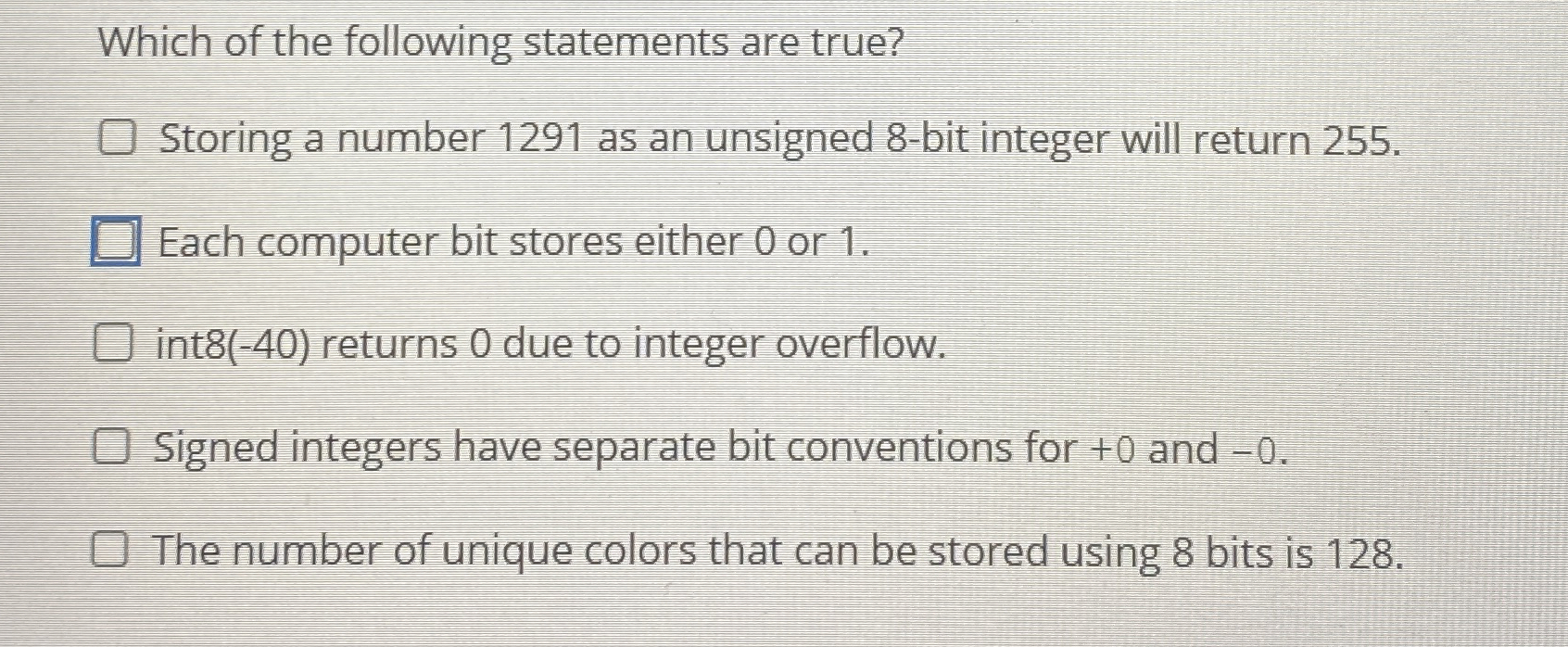 Solved Which of the following statements are true?Storing a | Chegg.com