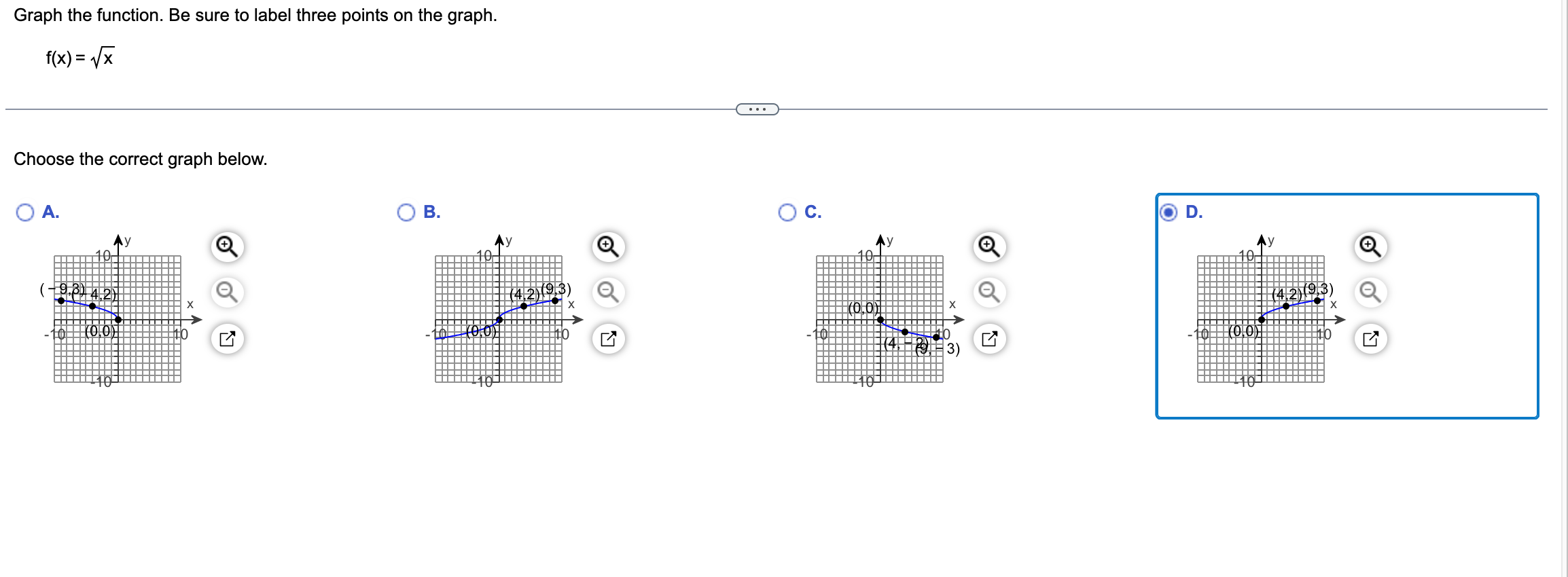 Solved Graph the function. Be sure to label three points on | Chegg.com