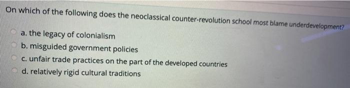 Solved On which of the following does the neoclassical | Chegg.com