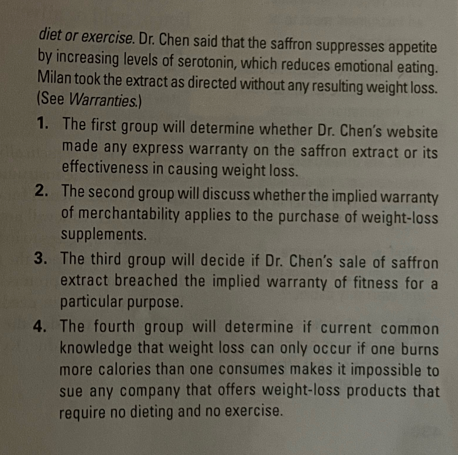 Solved diet or exercise. Dr. ﻿Chen said that the saffron | Chegg.com