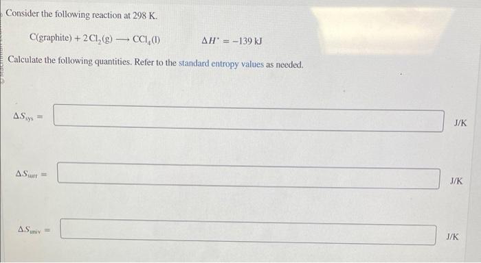 Solved Consider the following reaction at 298 K. C | Chegg.com
