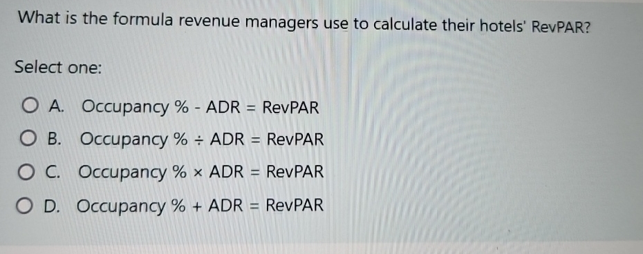 Solved What is the formula revenue managers use to calculate | Chegg.com