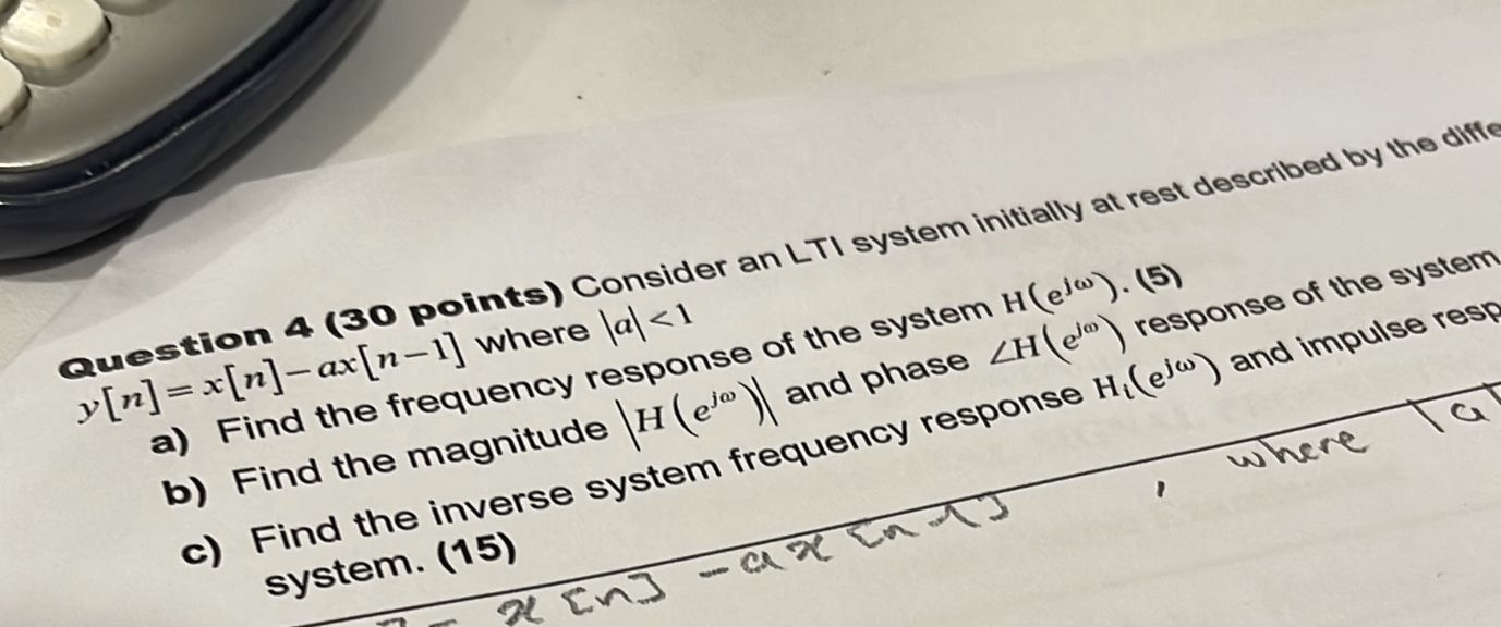 Solved Question 4 (30 ﻿points) ﻿Consider an LTI system | Chegg.com