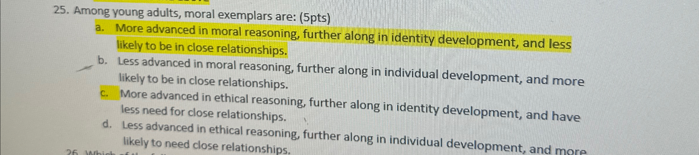 Solved Among young adults, moral exemplars are: (5pts)a. | Chegg.com