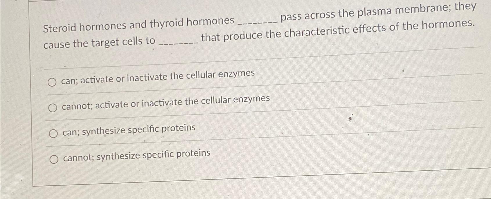 Solved Steroid hormones and thyroid hormonespass across the | Chegg.com