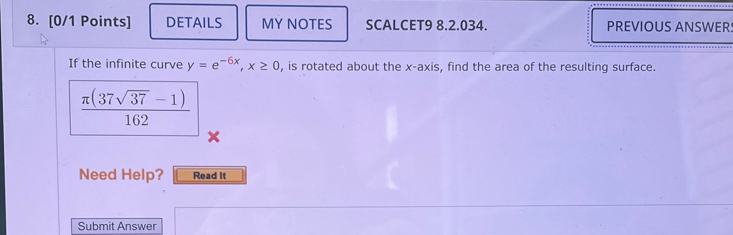 Solved [0/1 ﻿Points] ﻿SCALCET9 8.2.034.PREVIOUS ANSWERIf | Chegg.com