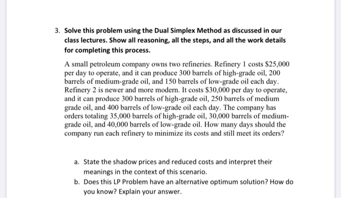 Solved 3. Solve this problem using the Dual Simplex Method | Chegg.com