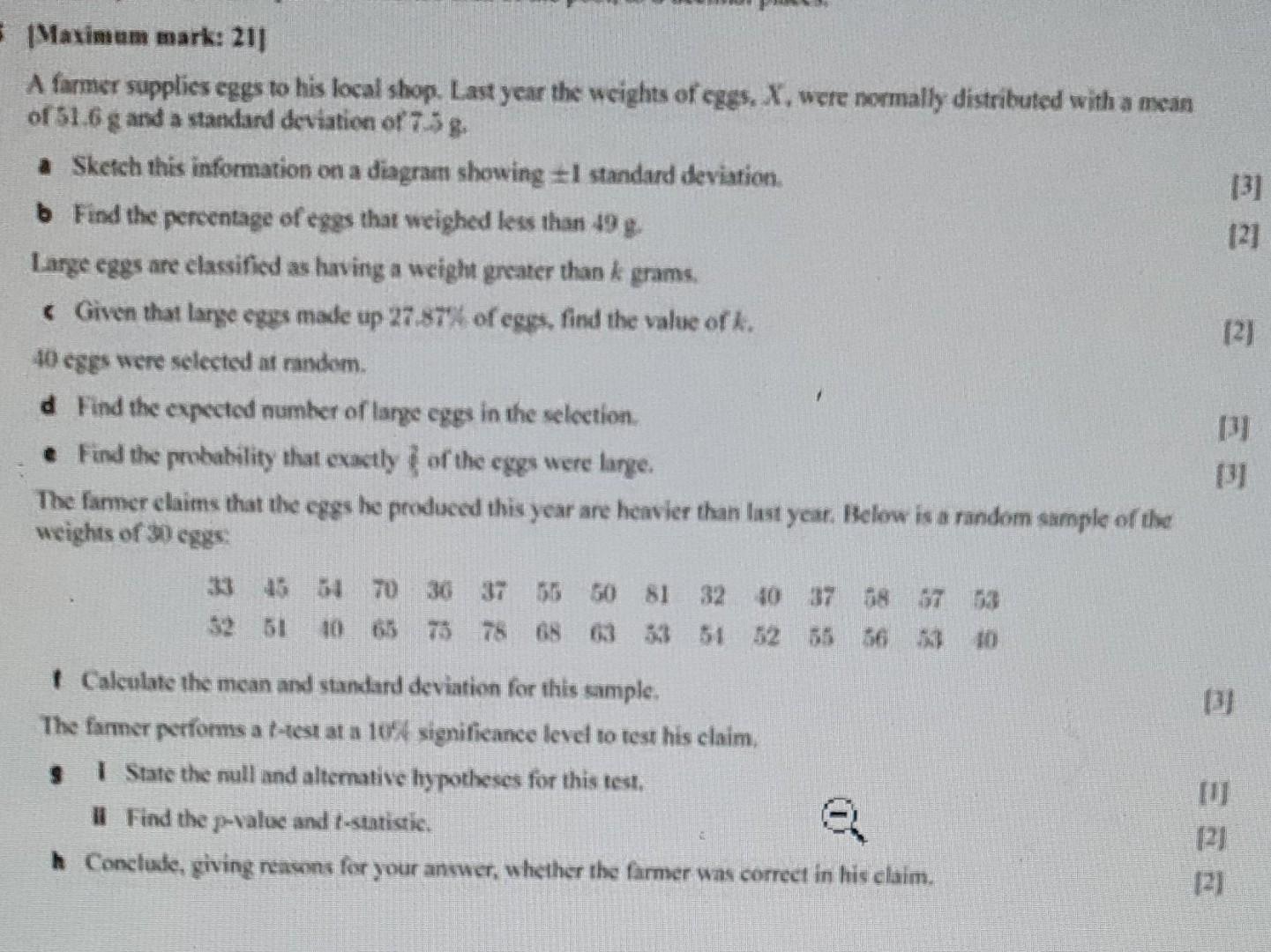 Solved 131 121 Maximum mark: 211 A farmer supplies eggs to | Chegg.com