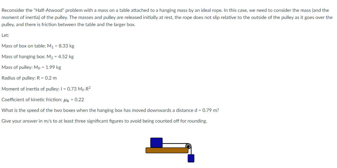 Solved Reconsider the "Half-Atwood" problem with a mass on a | Chegg.com