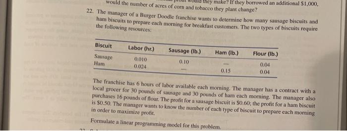 Solved 22. The manager of a Burger Doodle franchise wants to | Chegg.com