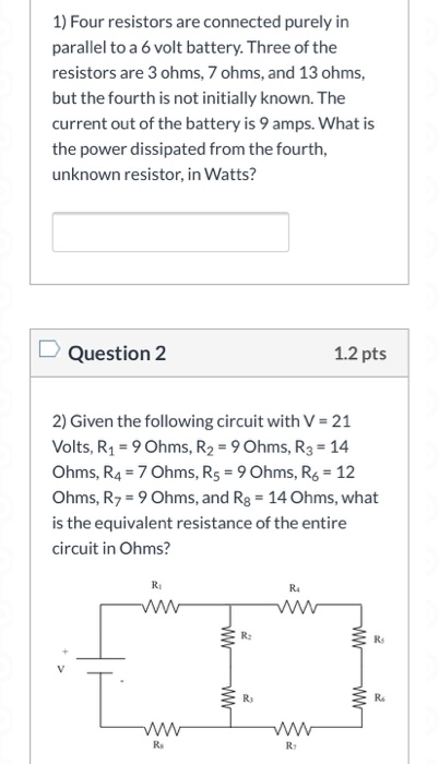 Solved 1) Four resistors are connected purely in parallel to | Chegg.com