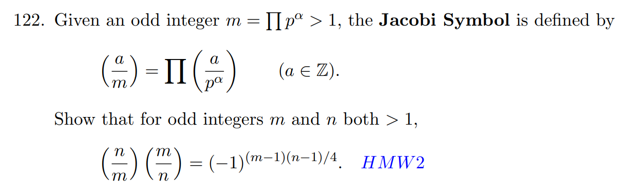 Solved Given an odd integer m=prodpα>1, ﻿the Jacobi Symbol | Chegg.com