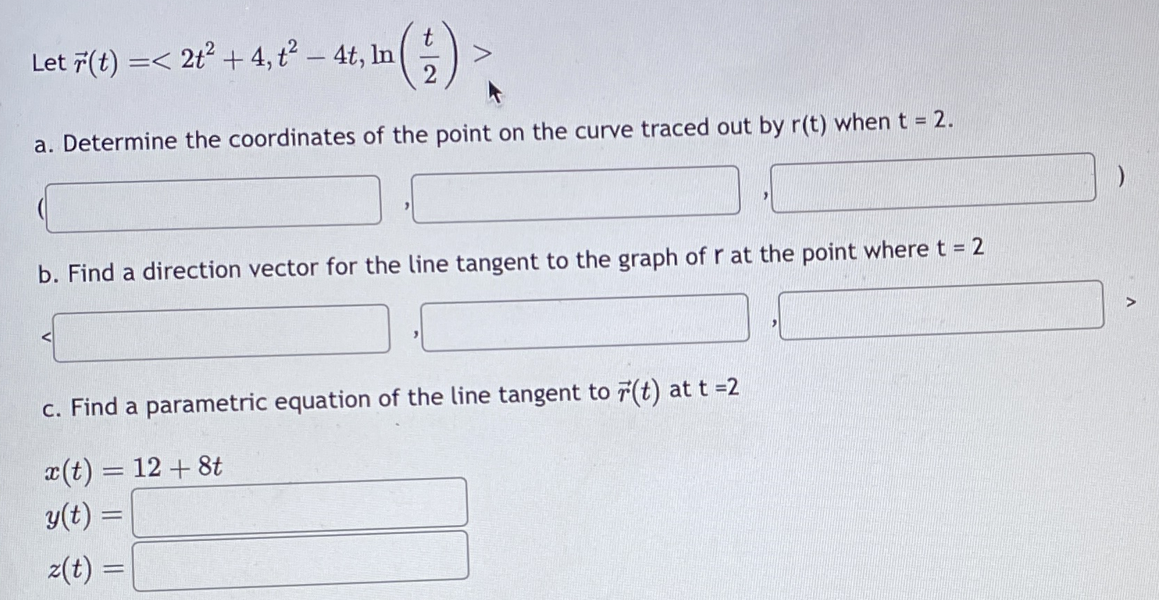Solved Let vec(r)(t)= a. ﻿Determine the | Chegg.com