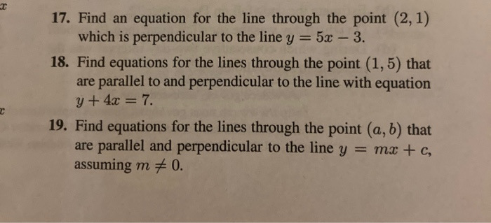 Solved 17. Find an equation for the line through the point | Chegg.com