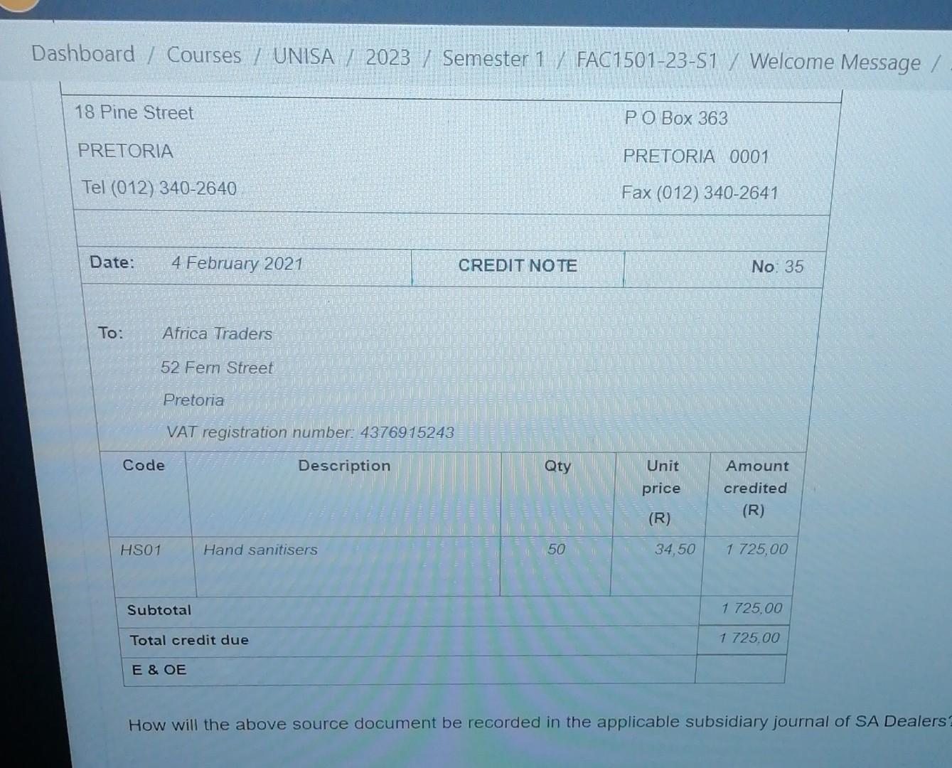 UNISA Dashboard Date: university of south | Chegg.com UNISA Dashboard Date: university of south | Chegg.com