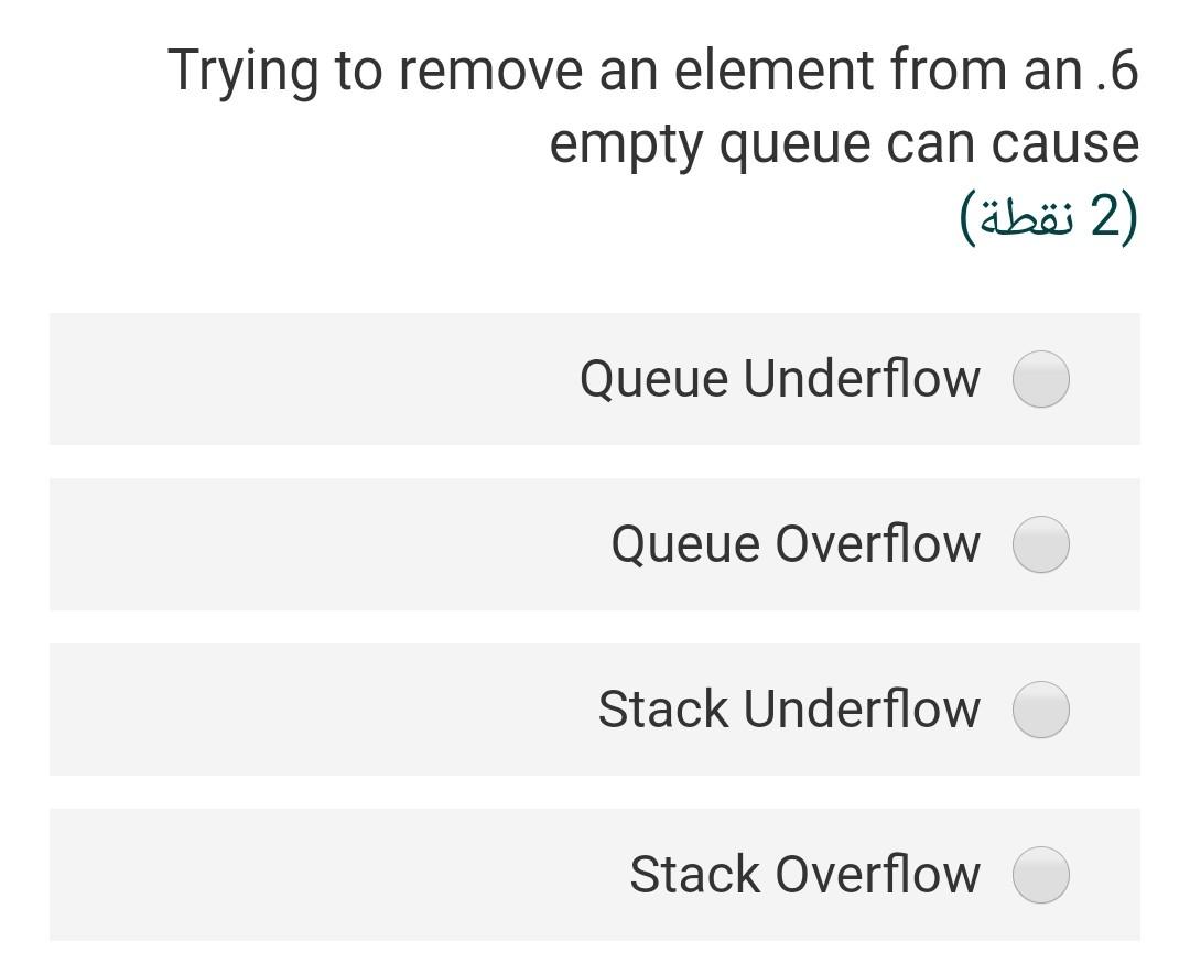 Solved Trying to remove an element from an.6 empty queue can | Chegg.com