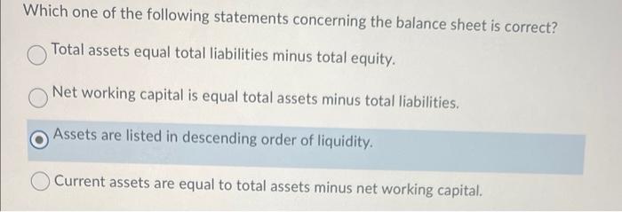 Solved Which one of the following statements concerning the | Chegg.com
