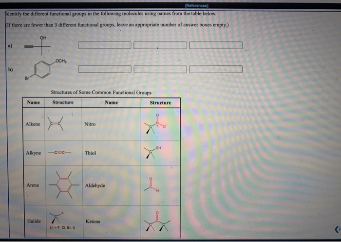 Solved [References) Identify the different functional groups | Chegg.com