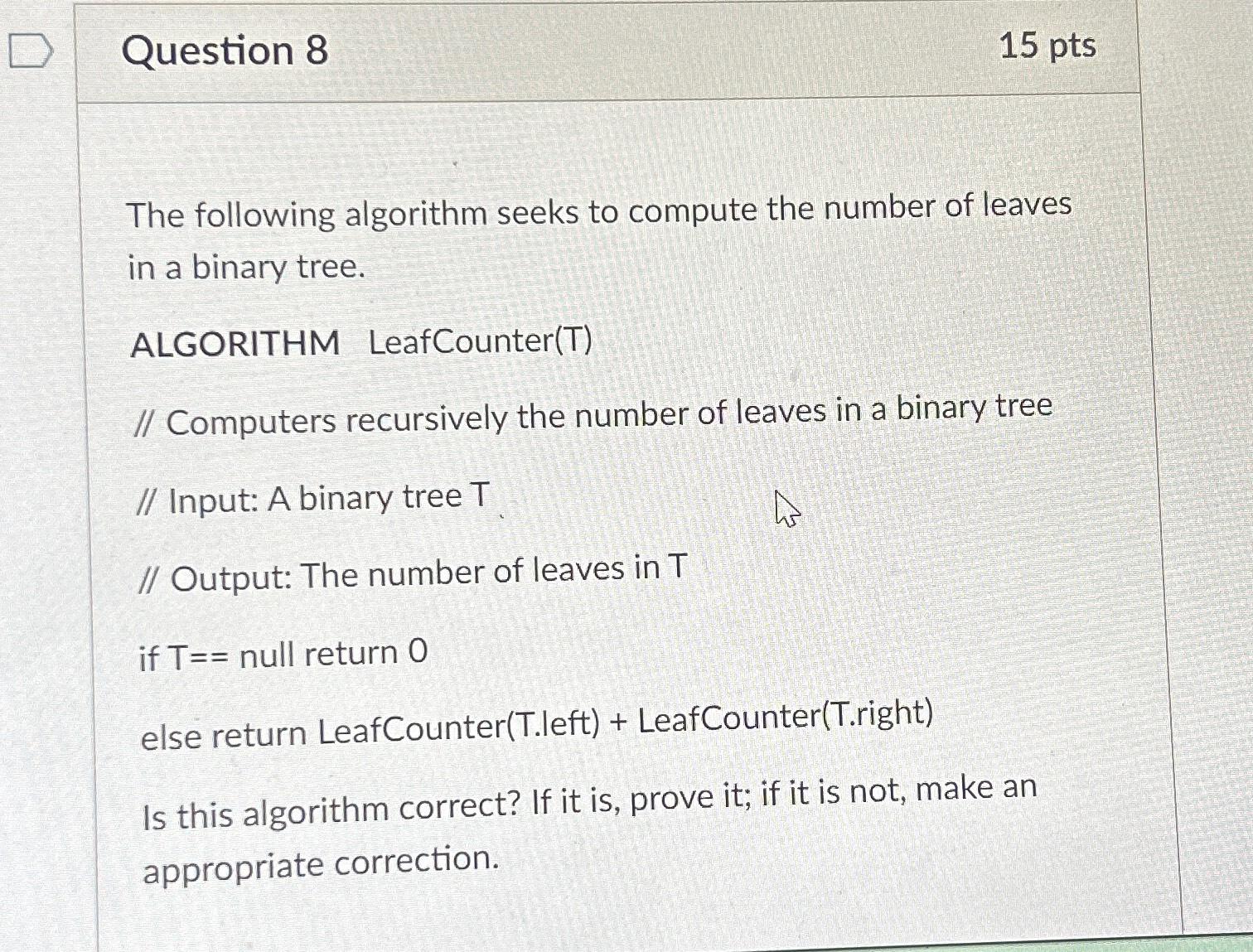 Solved Question 815ptsthe Following Algorithm Seeks To 