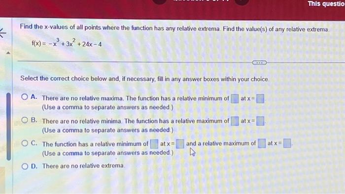 Solved Find the x-values of all points where the function | Chegg.com