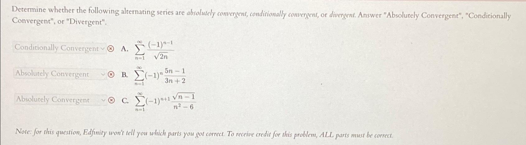 Solved Determine whether the following alternating series | Chegg.com