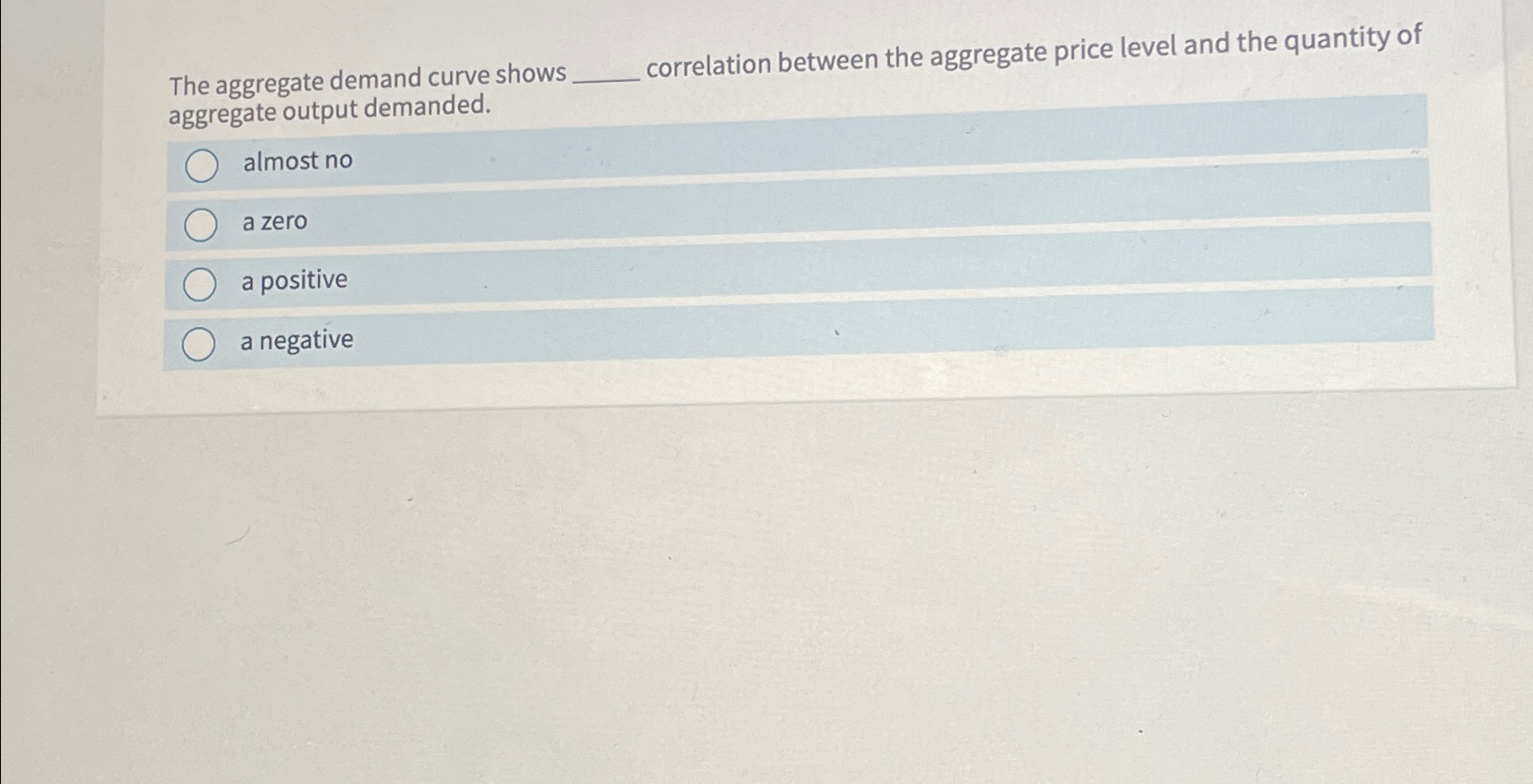 Solved The aggregate demand curve shows correlation between | Chegg.com