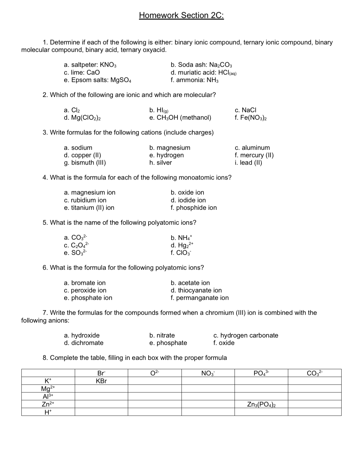 Solved Homework Section 2C:Determine if each of the | Chegg.com