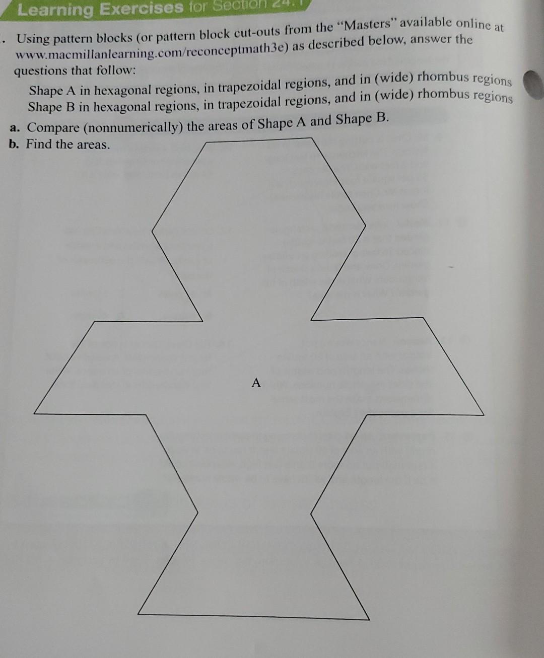 Solved Learning Exercises for Section · Using pattern blocks | Chegg.com