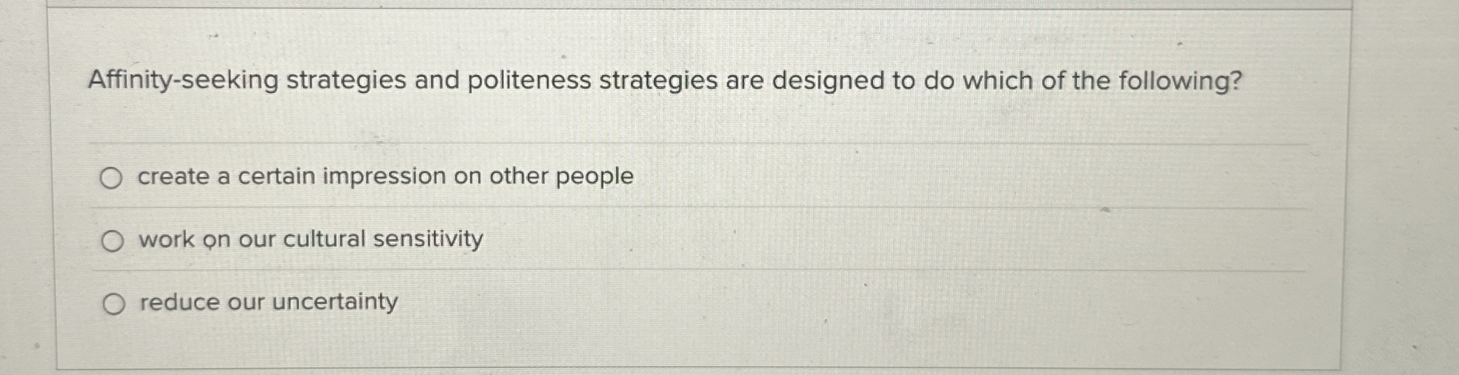 Solved Affinity-seeking strategies and politeness strategies | Chegg.com
