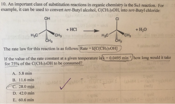 Solved 10. An important class of substitution reactions in | Chegg.com