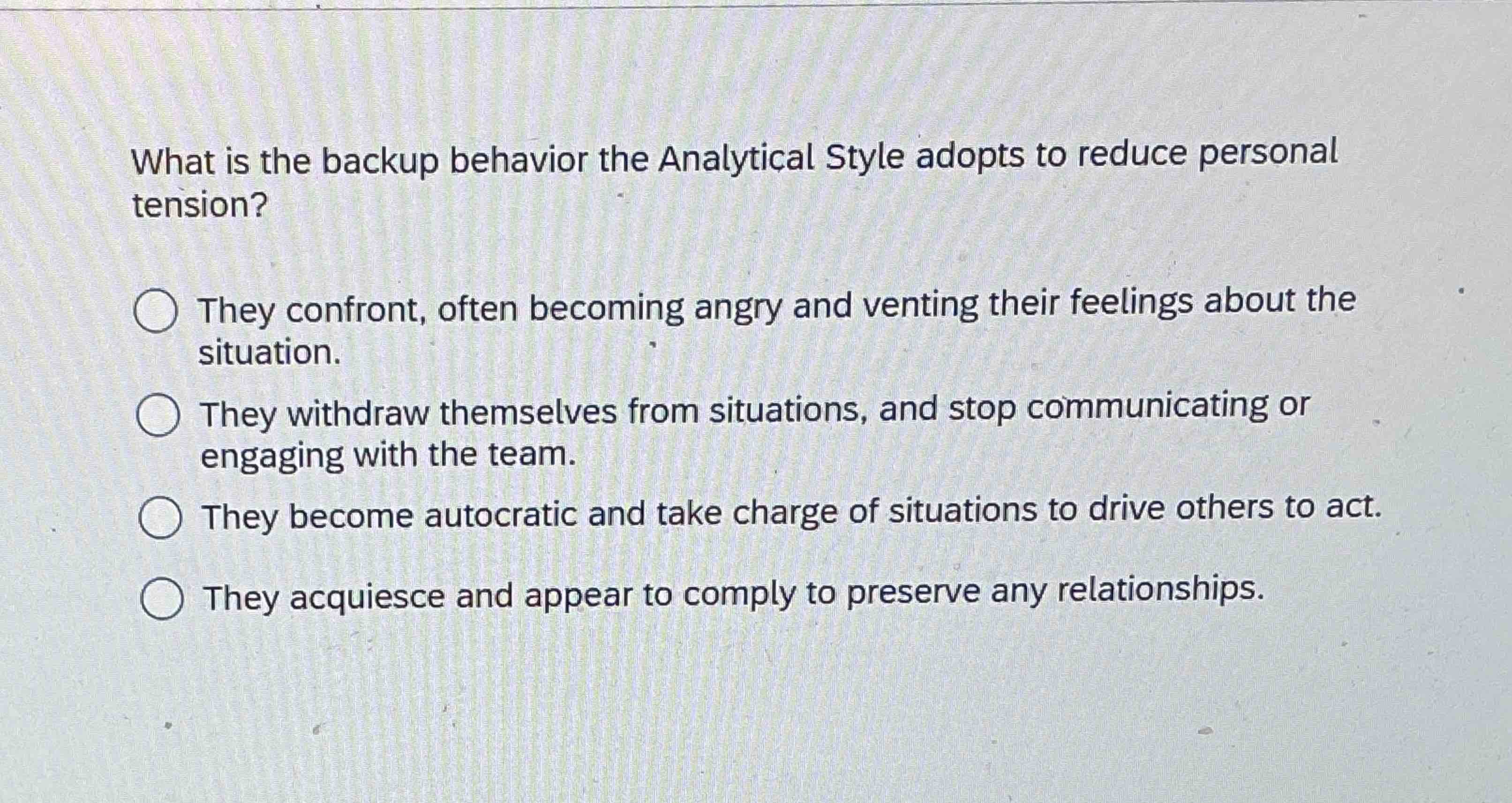 Solved What is the backup behavior the Analytical Style | Chegg.com