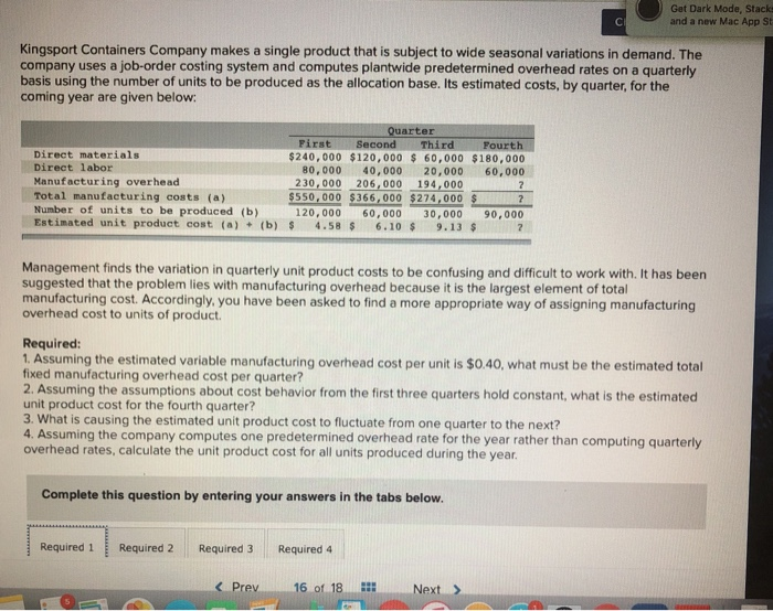 Solved Get Dark Mode, Stack and a new Mac App S Kingsport | Chegg.com