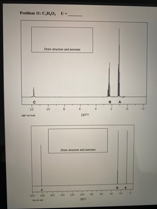 Solved Problem 11: C,H,O, U=__ Draw structure and annotate | Chegg.com