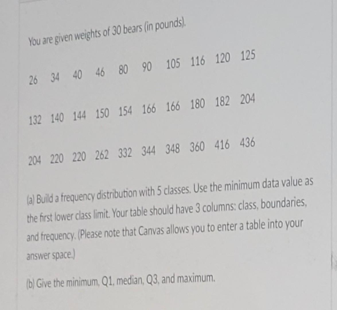 Solved (a) Build a frequency distribution with 5 classes. | Chegg.com