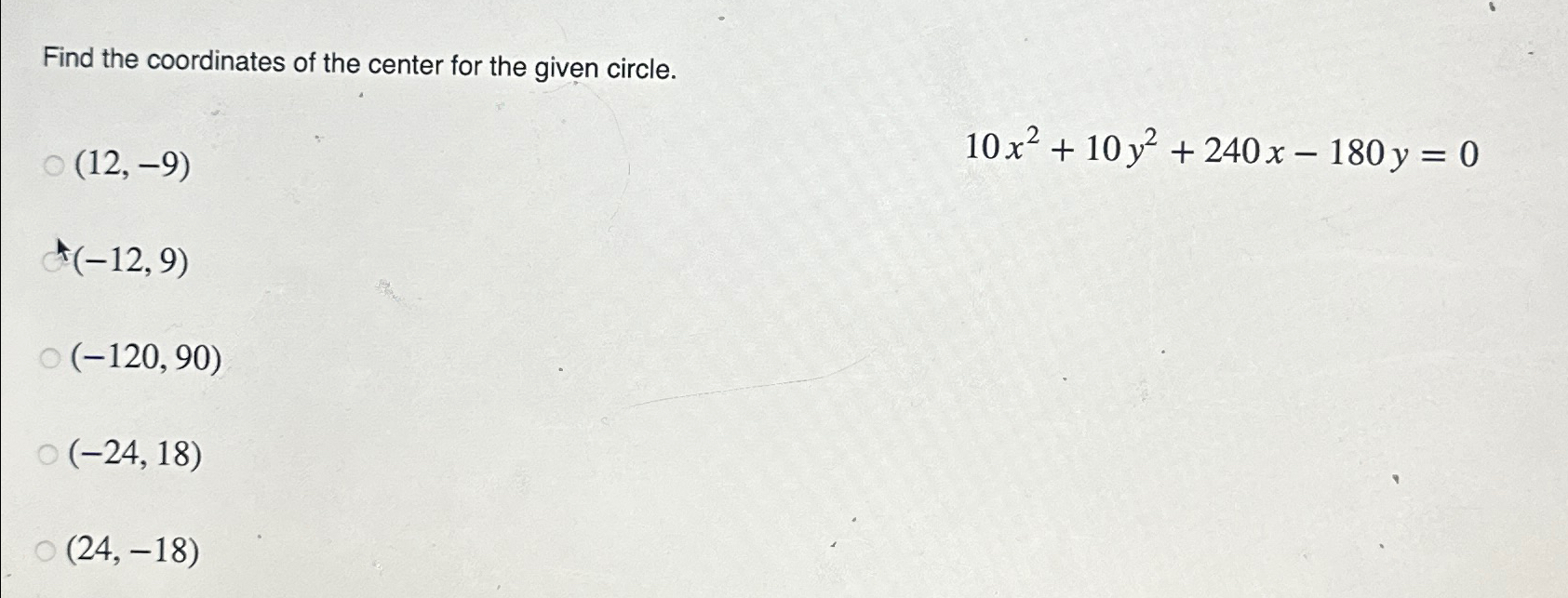 Solved Find the coordinates of the center for the given | Chegg.com