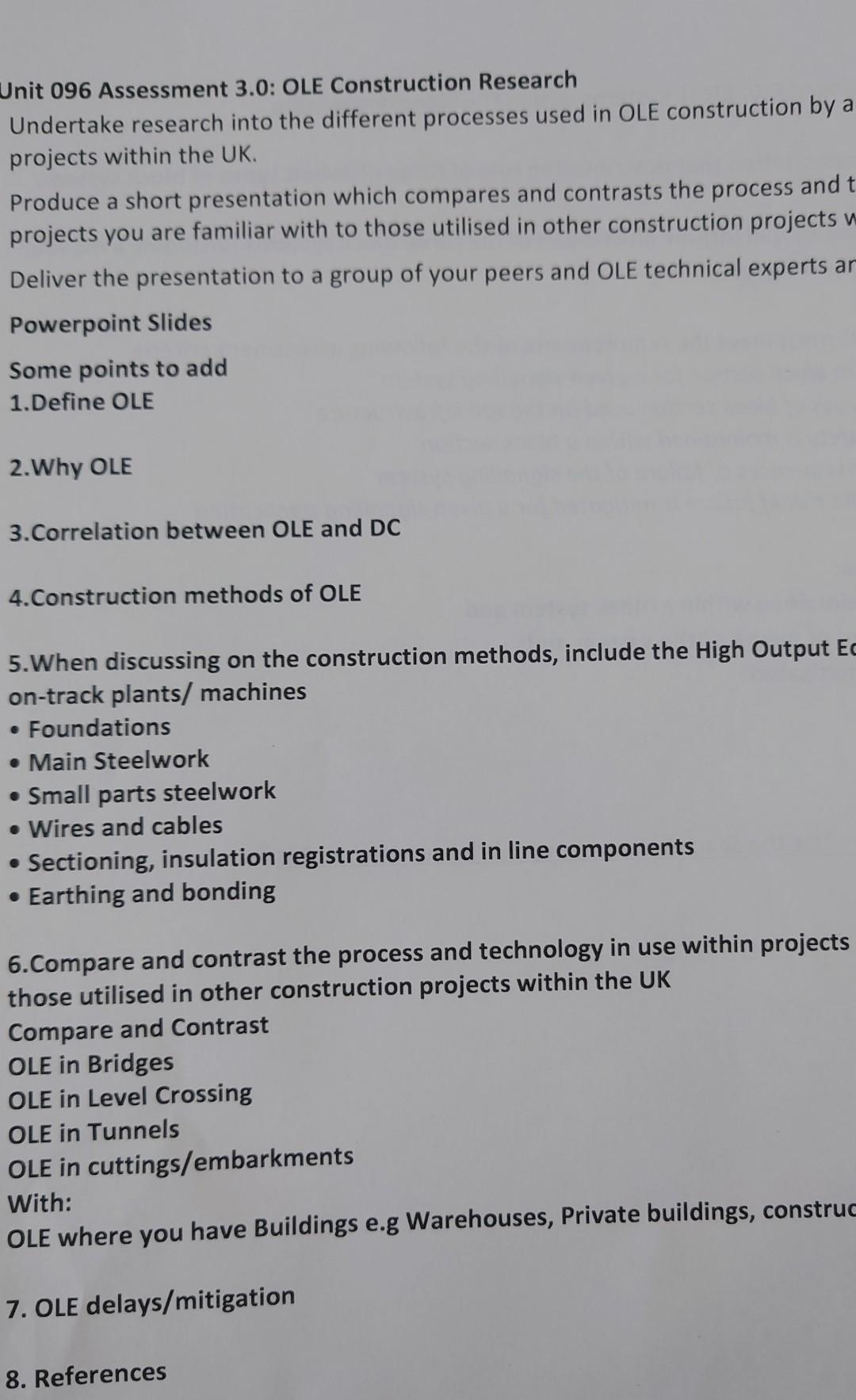 Solved Unit 096 Assessment 3.0: OLE Construction Research | Chegg.com