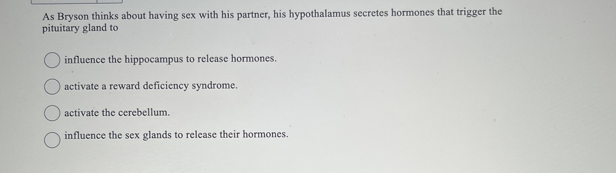 Solved As Bryson thinks about having sex with his partner, | Chegg.com