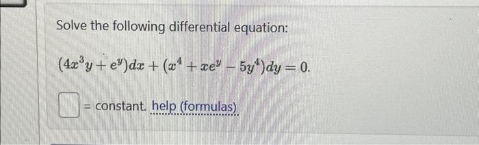 Solved Solve the following differential equation: | Chegg.com