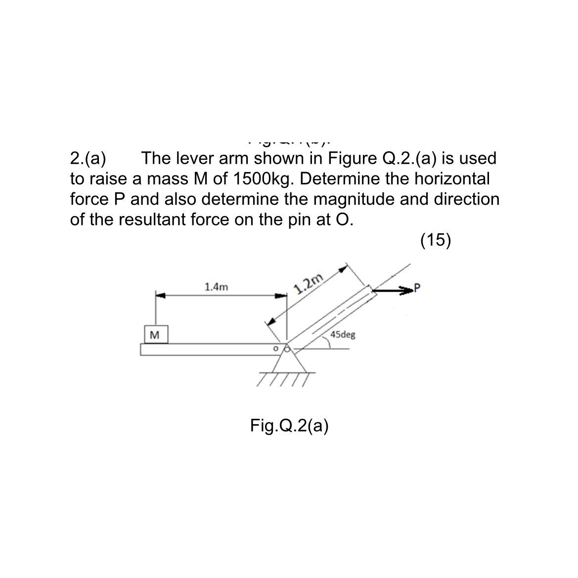 Solved 2.(a) ﻿The lever arm shown in Figure Q.2.(a) ﻿is used | Chegg.com
