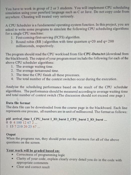 Solved You have to work in group of 2 or 3 students. You | Chegg.com