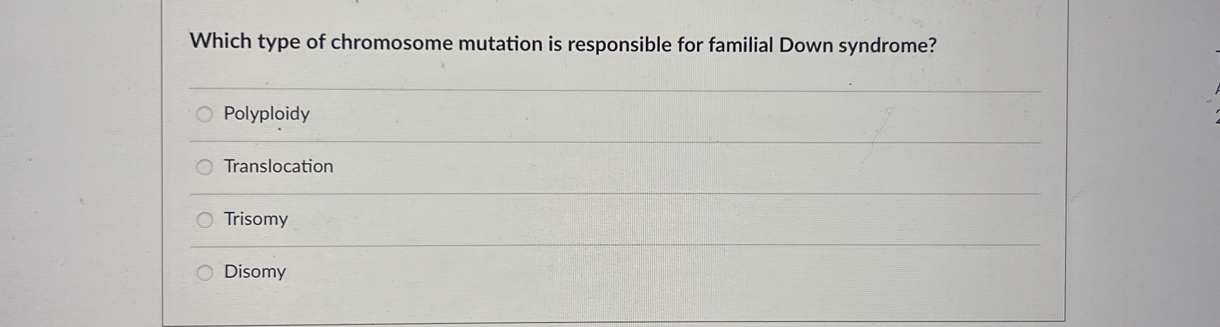 Solved Which type of chromosome mutation is responsible for | Chegg.com